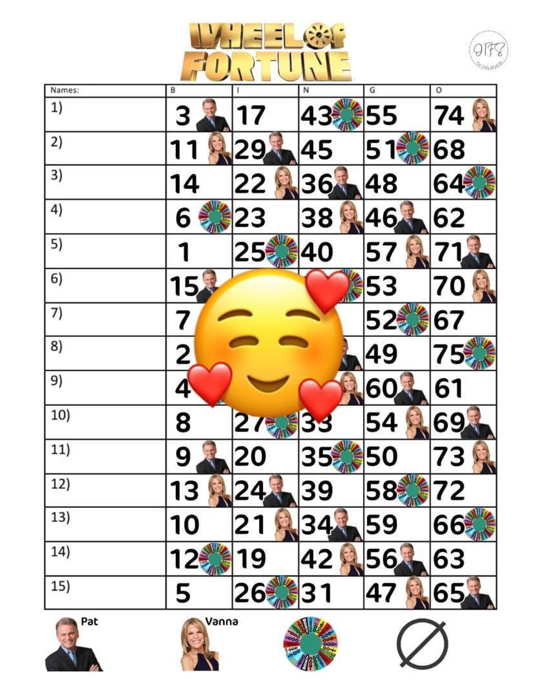 Wheel of Fortune Bingo Board - Etsy