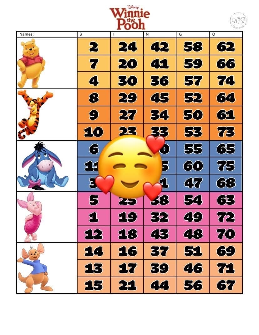 Winnie the Pooh Block Bingo Board - Etsy