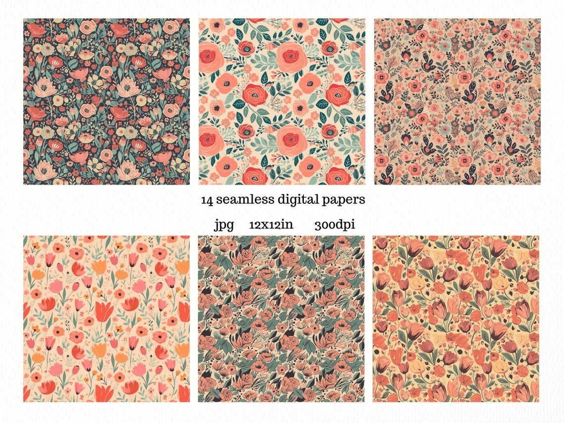 Happy Mother's Day Seamless Digital Paper, Floral Seamless Digital ...