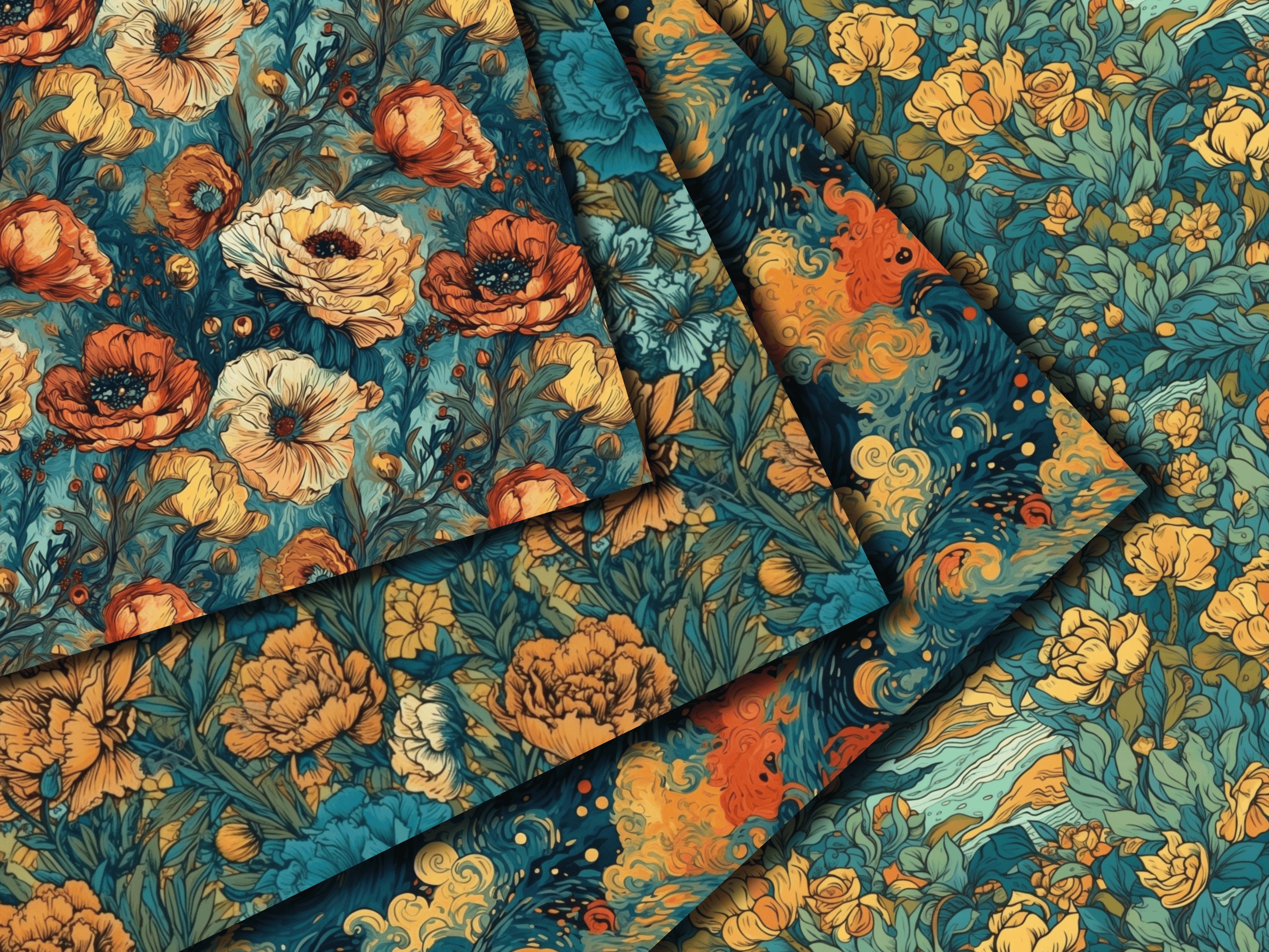 Van Gogh Inspired Seamless Digital Papers Printable Paper Digital Paper ...