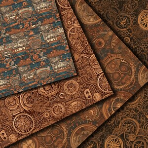 Steampunk Seamless Digital Papers - Printable Paper - Digital Paper ...