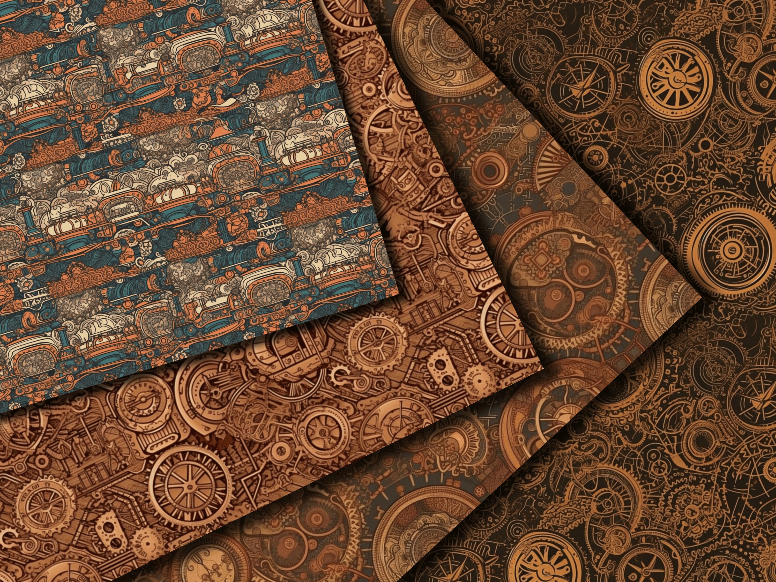 Steampunk Seamless Digital Papers Printable Paper Digital Paper ...