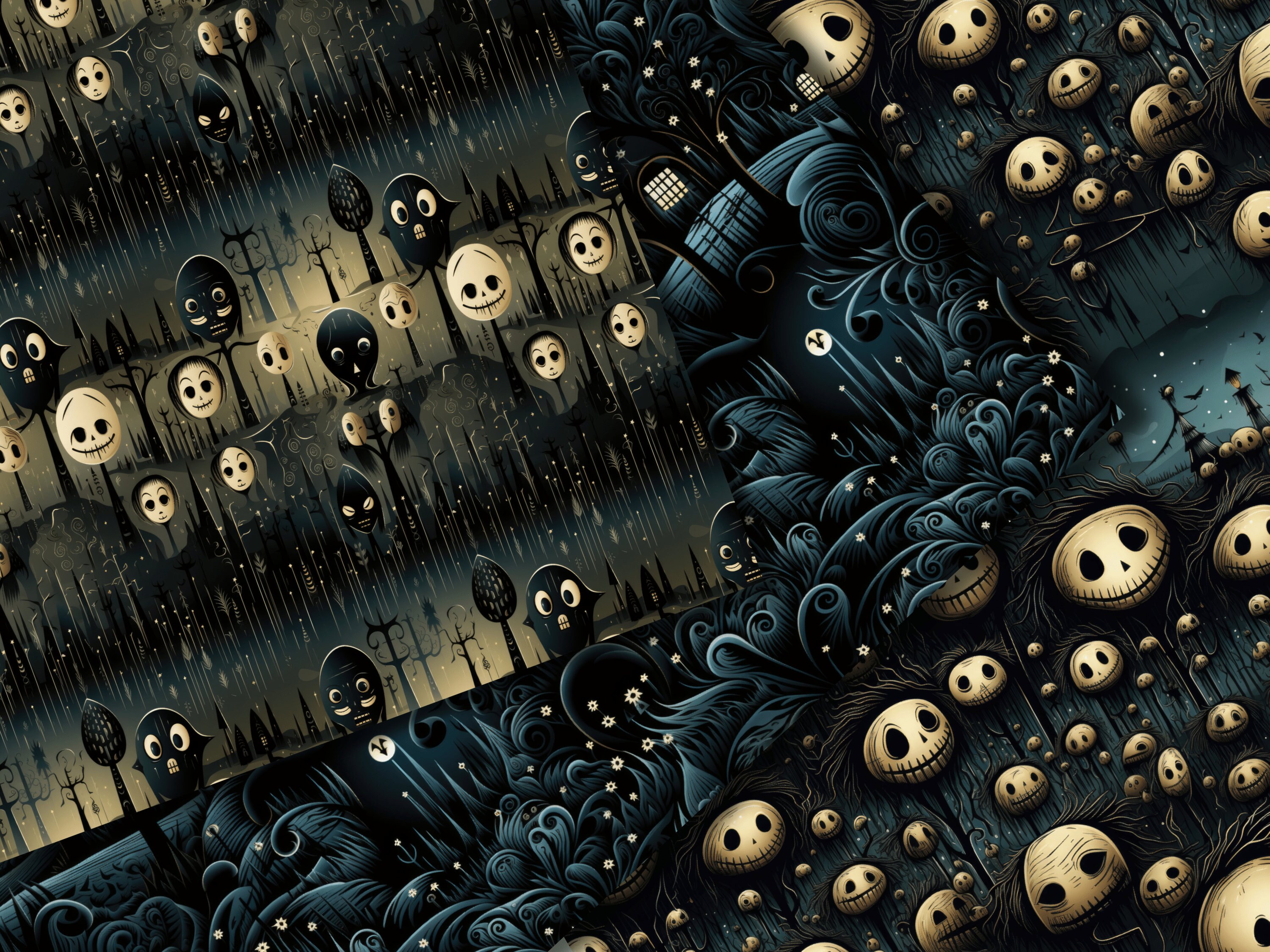 Horror Halloween Pattern SEAMLESS Digital Papers, Printable Paper ...