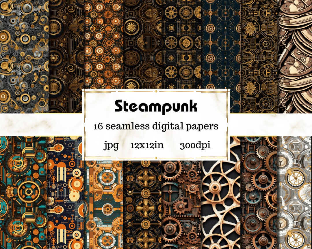 Steampunk Pattern - Seamless Digital Paper - Digital Paper ...