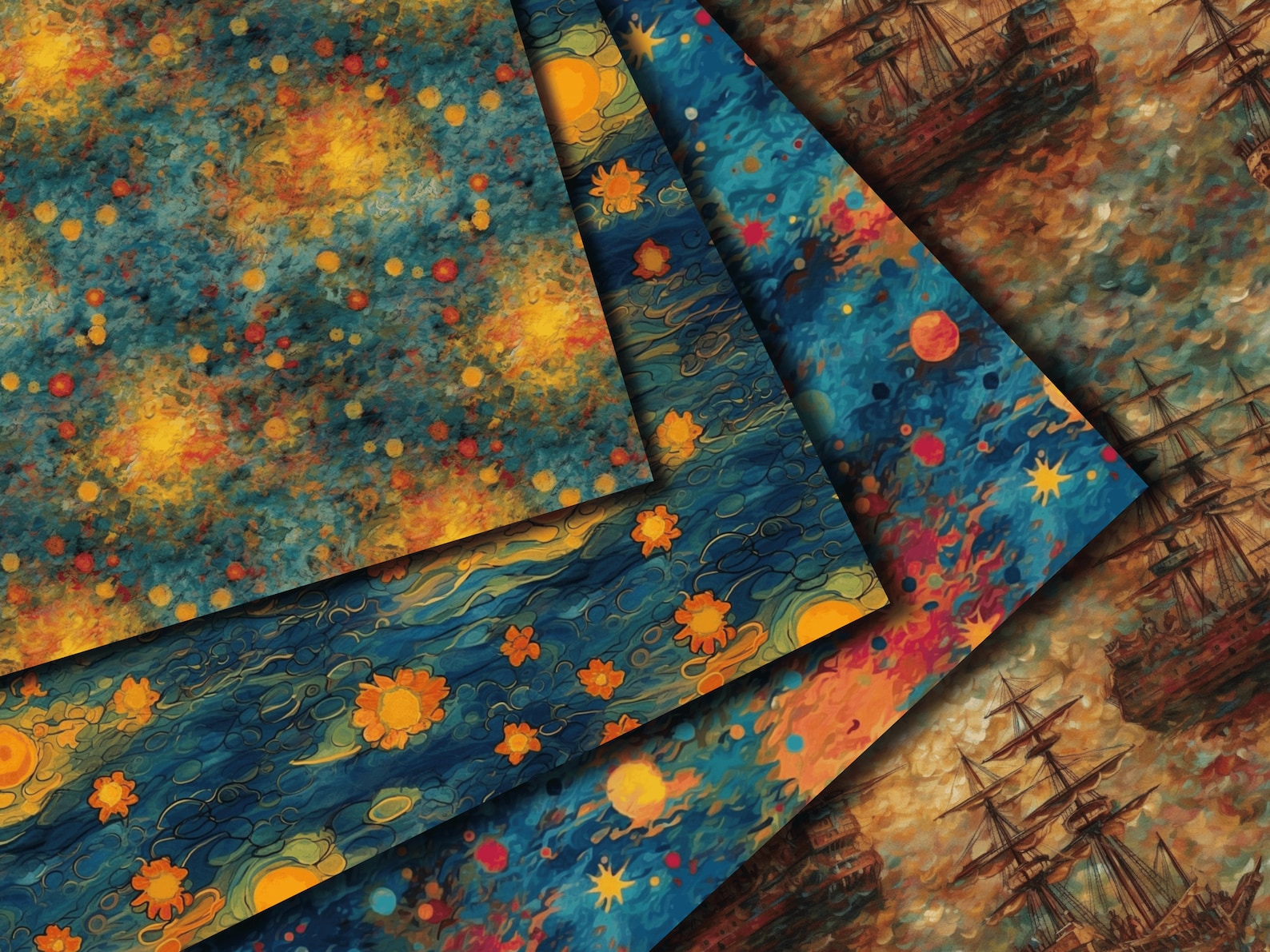 Monet Inspired Pattern Seamless Digital Papers - Printable Paper ...