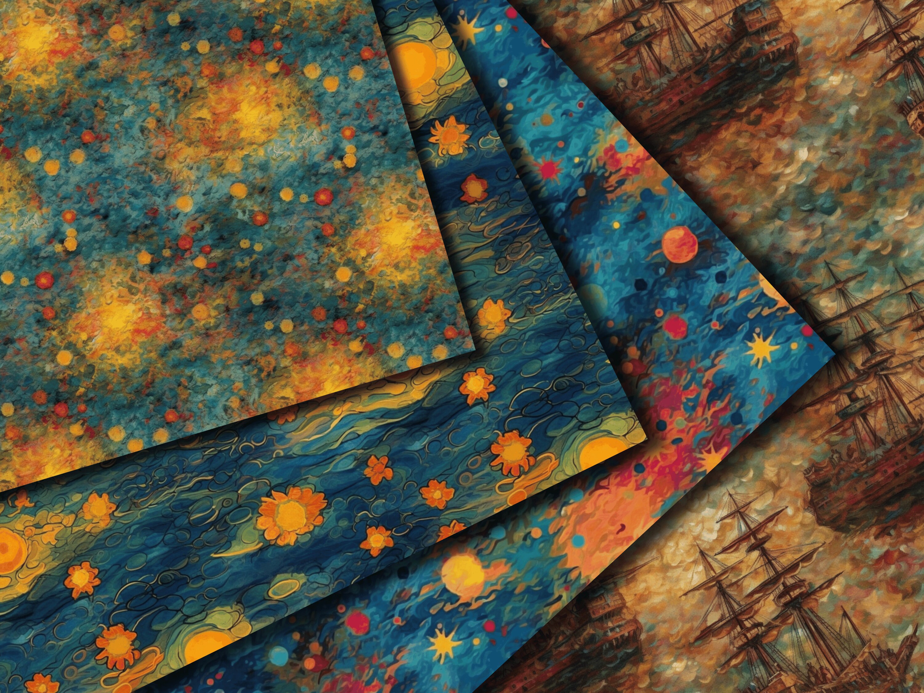 Monet Inspired Pattern Seamless Digital Papers - Printable Paper ...