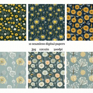 Dandelions Seamless Digital Paper Digital Paper Floral - Etsy