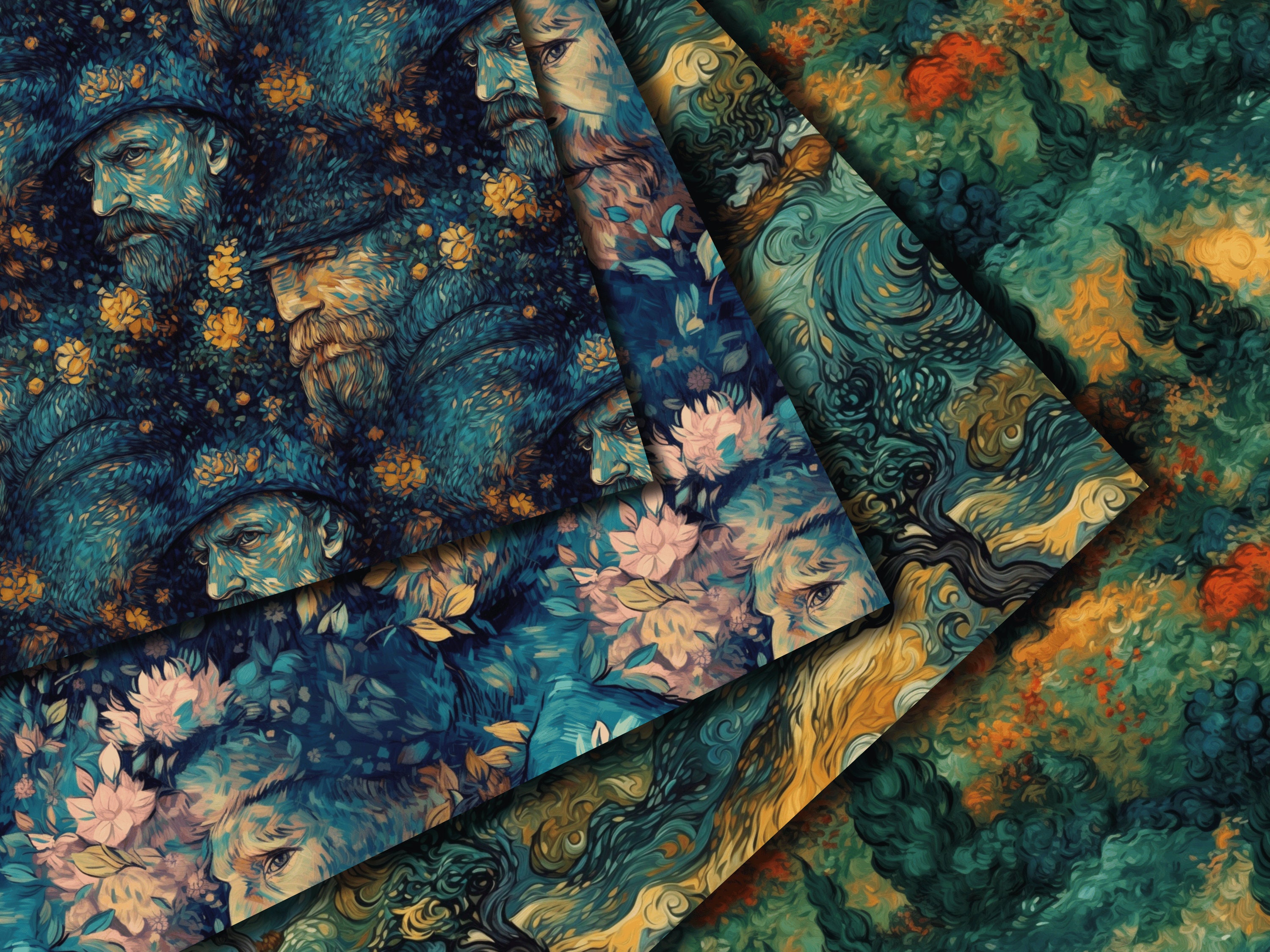 Van Gogh Inspired Seamless Digital Papers Printable Paper Digital Paper ...