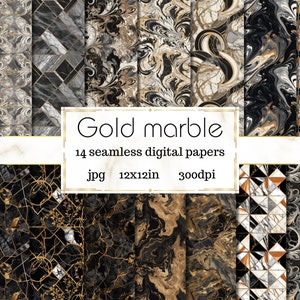 Gold Marble Seamless Digital Papers - Printable Paper - Digital Paper ...