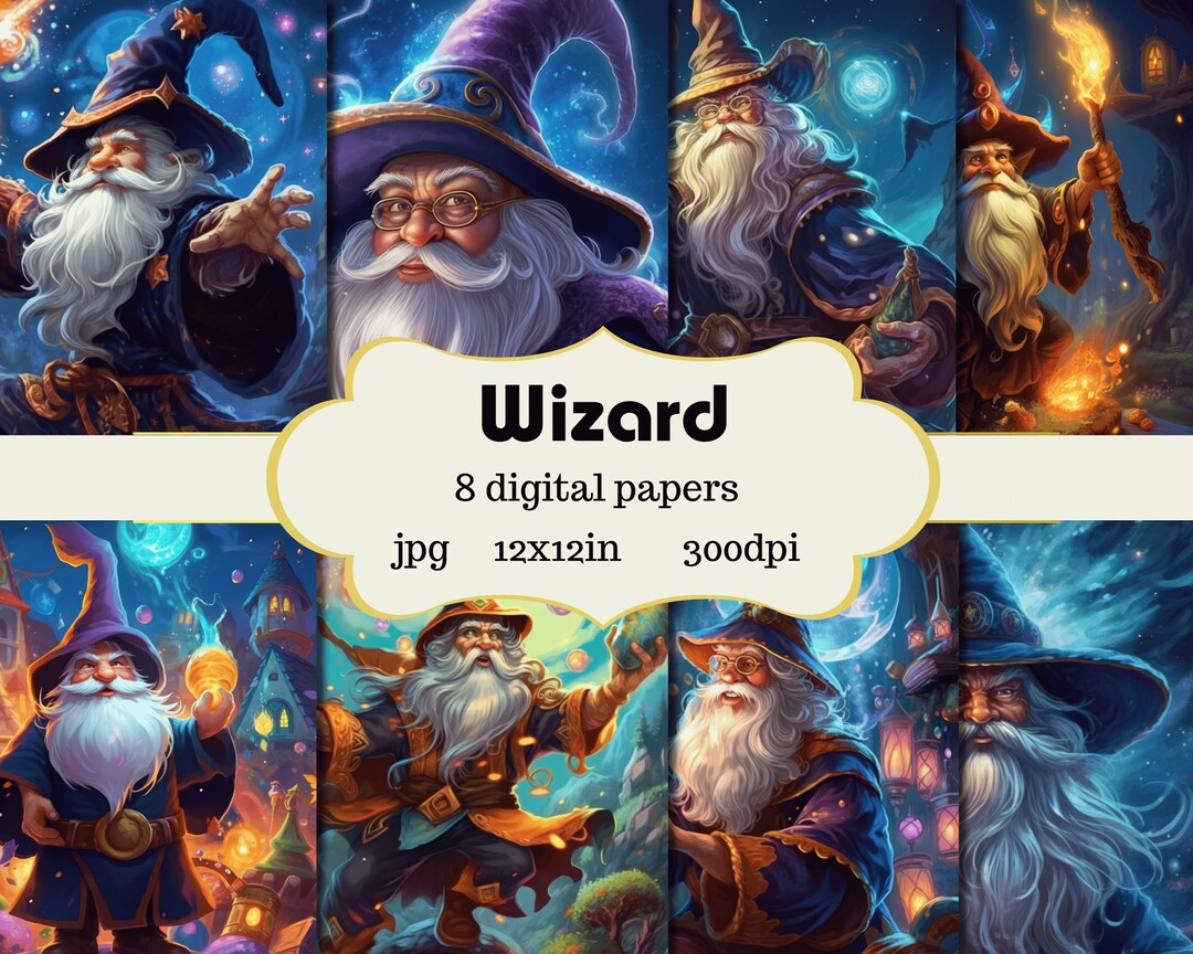 Wizard Fire Digital Paper Magical Fantasy Wizard Background Printable ...