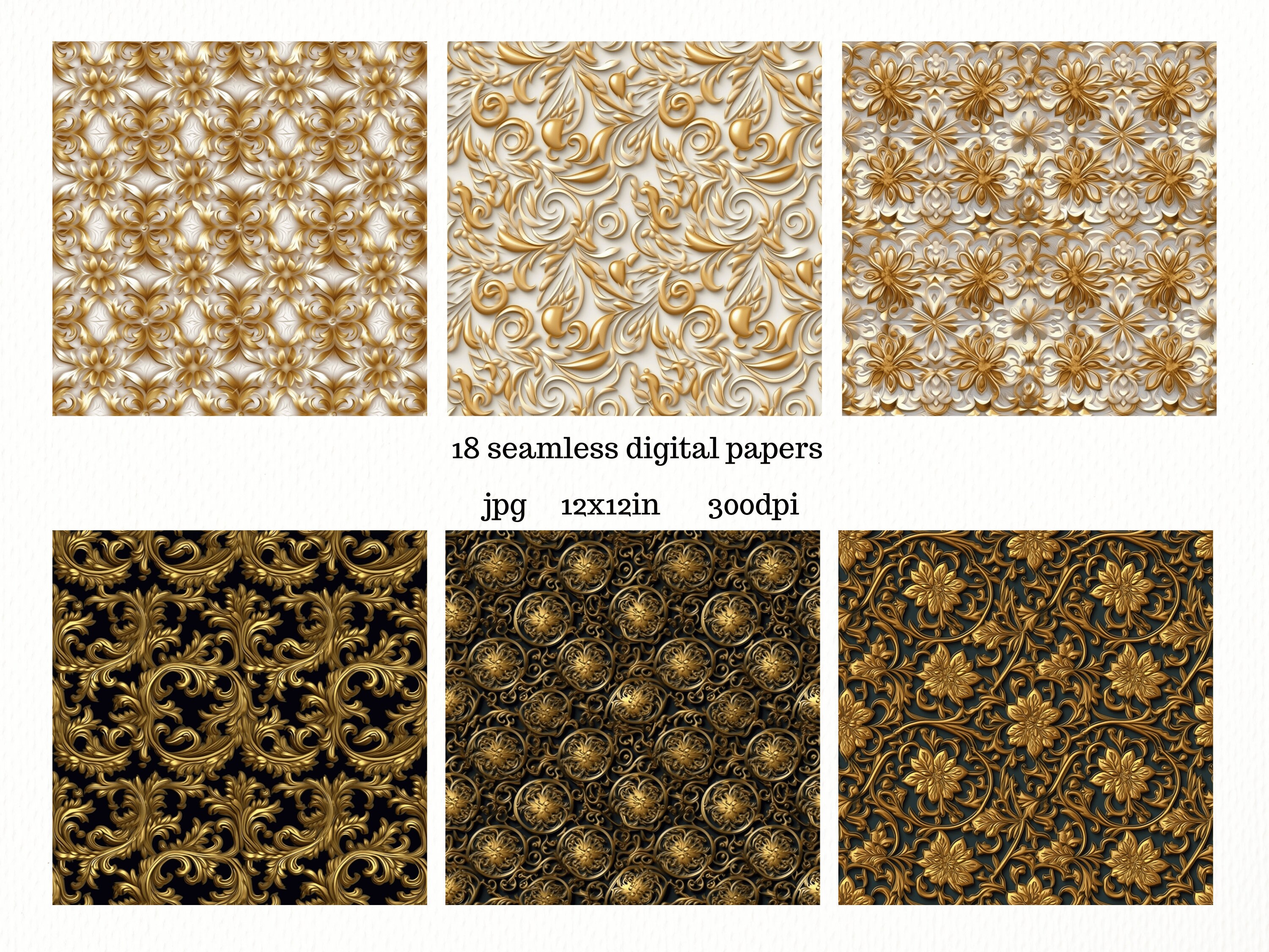 Baroque Seamless Digital Paper Digital Paper Flower Texture Digital ...