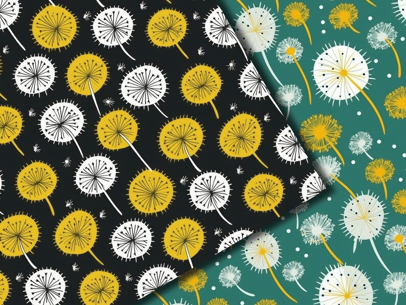 Dandelions Seamless Digital Paper Digital Paper Floral - Etsy