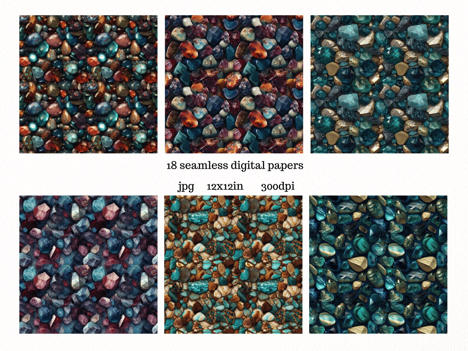 Gemstone Seamless Digital Papers - Printable Paper - Digital Paper ...