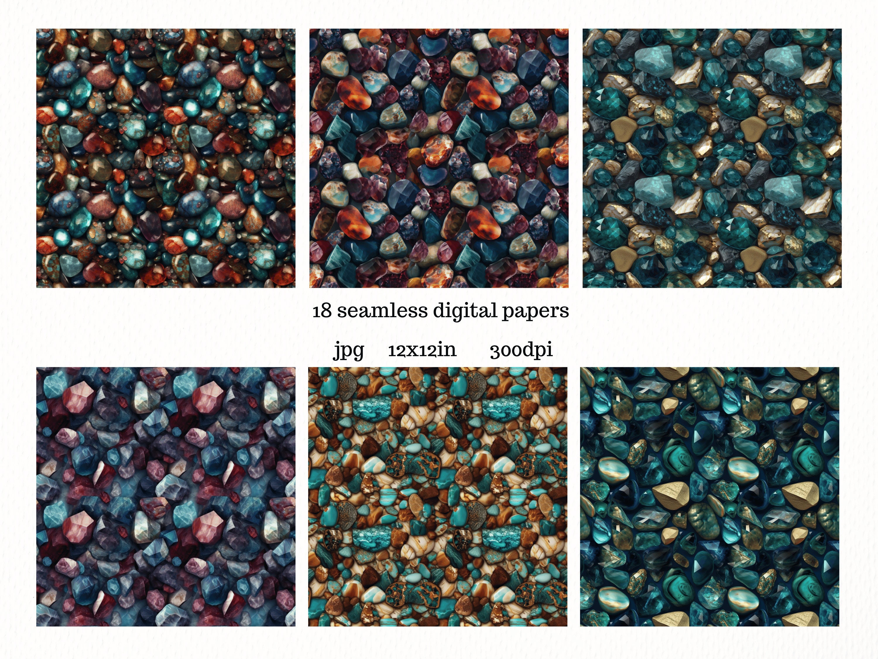 Gemstone Seamless Digital Papers - Printable Paper - Digital Paper ...