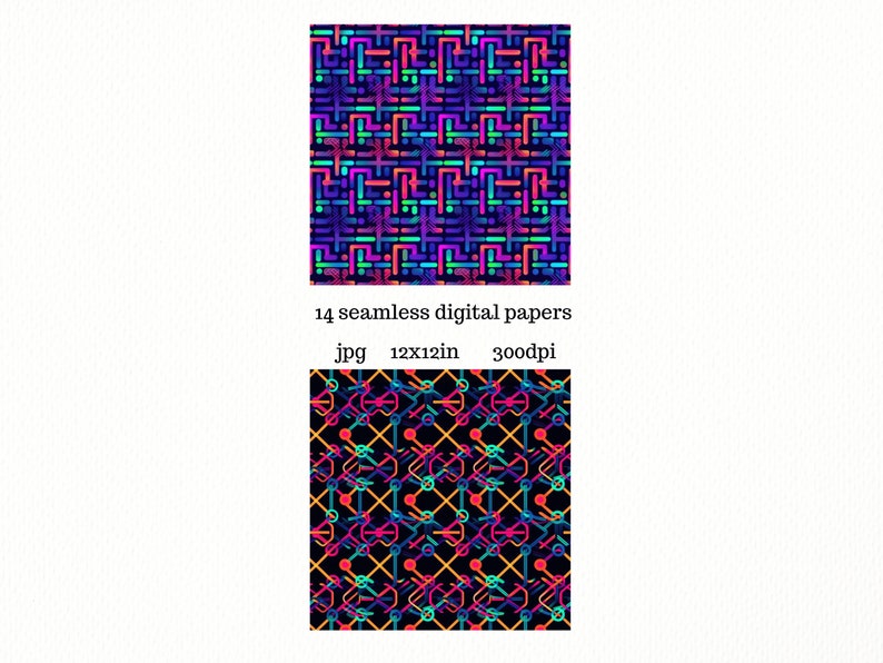Neon Seamless Digital Paper Digital Paper Abstract Texture Digital ...