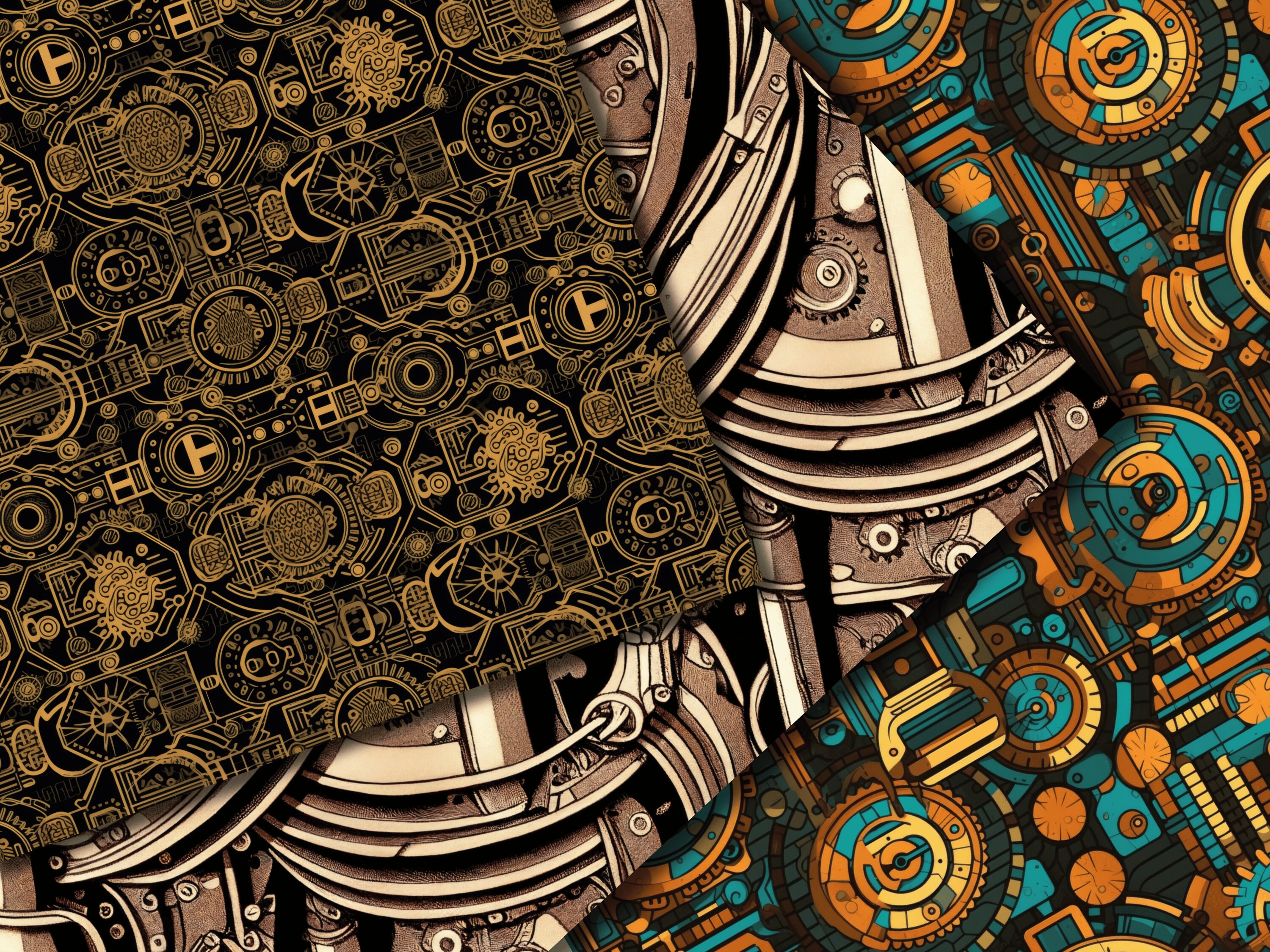 Steampunk Pattern Seamless Digital Paper Digital Paper Sublimation File ...