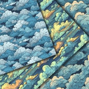 Cloudy Sky Seamless Digital Papers - Printable Paper - Digital Paper ...