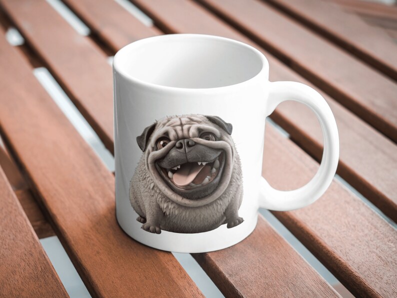Fat Pug Smiling Happy Cartoon Clip Art - Happy Pug Clip Art - Fat Pug ...