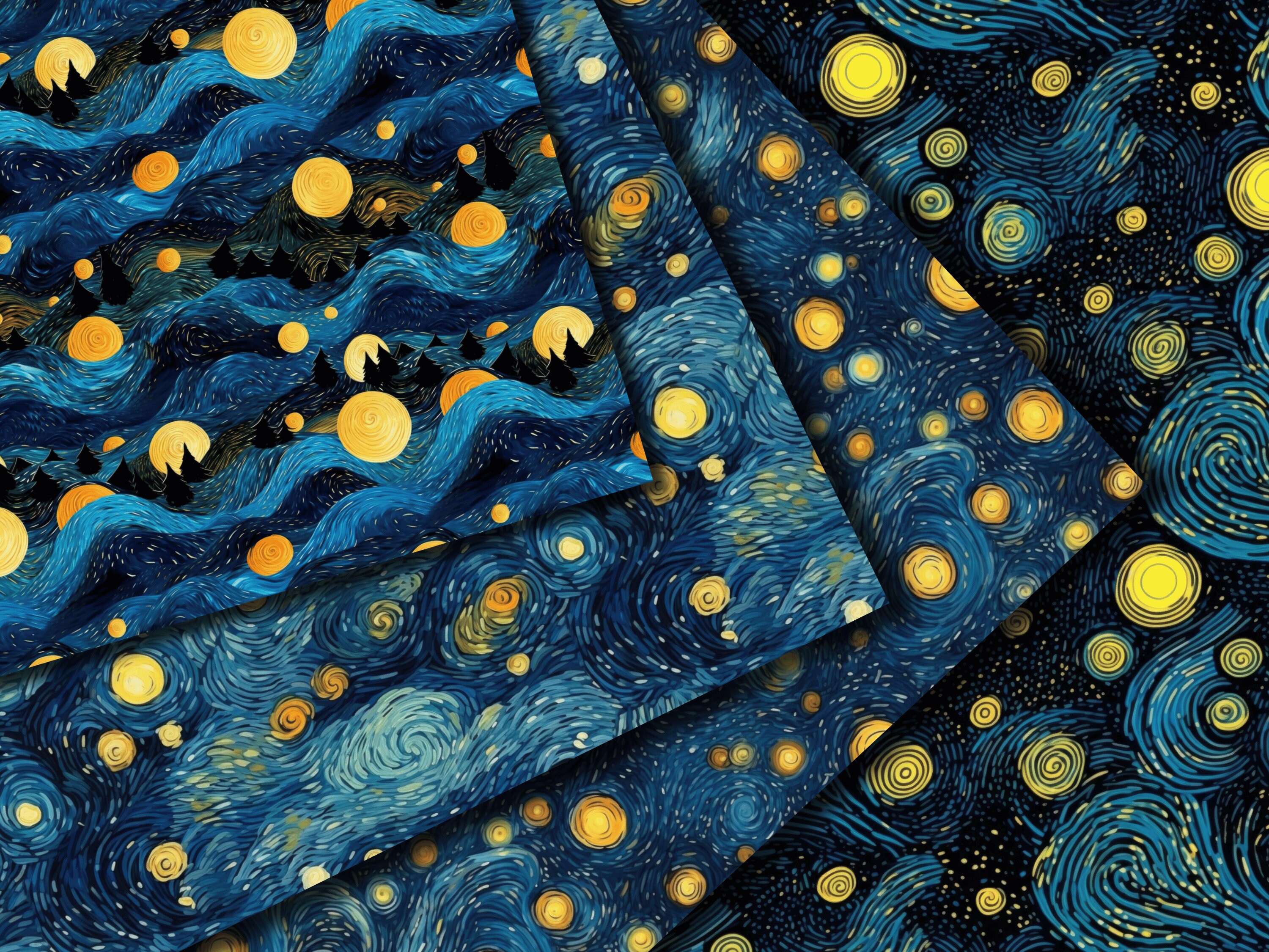 Starry Night Van Gogh Inspired Seamless Digital Papers - Printable ...