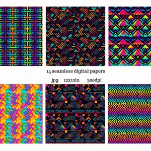 Neon Seamless Digital Paper Digital Paper Abstract Texture Digital ...