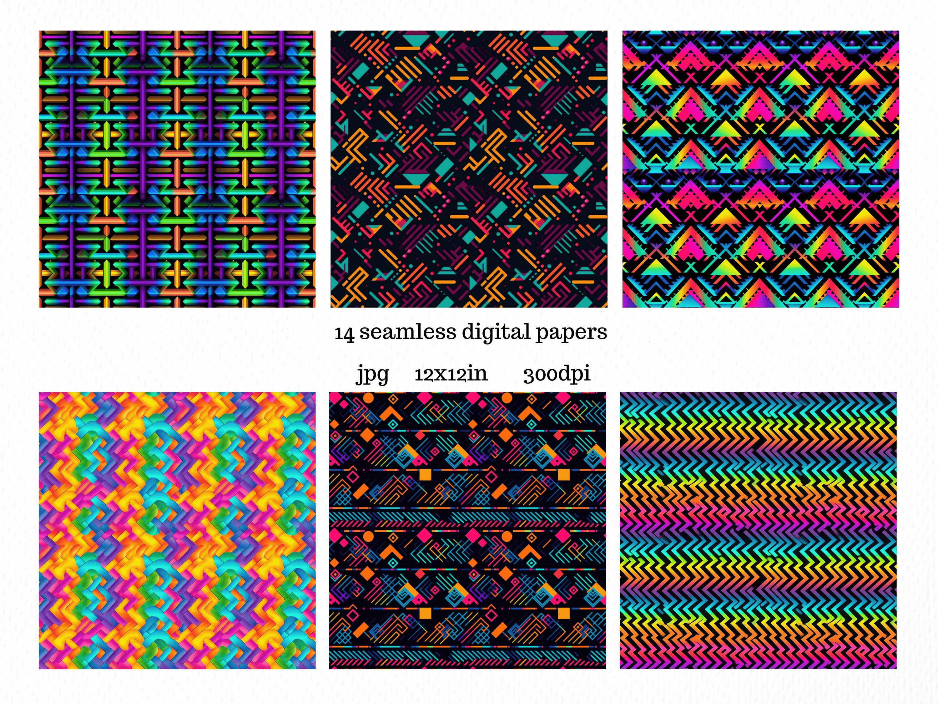 Neon Seamless Digital Paper - Digital Paper - Abstract Texture ...
