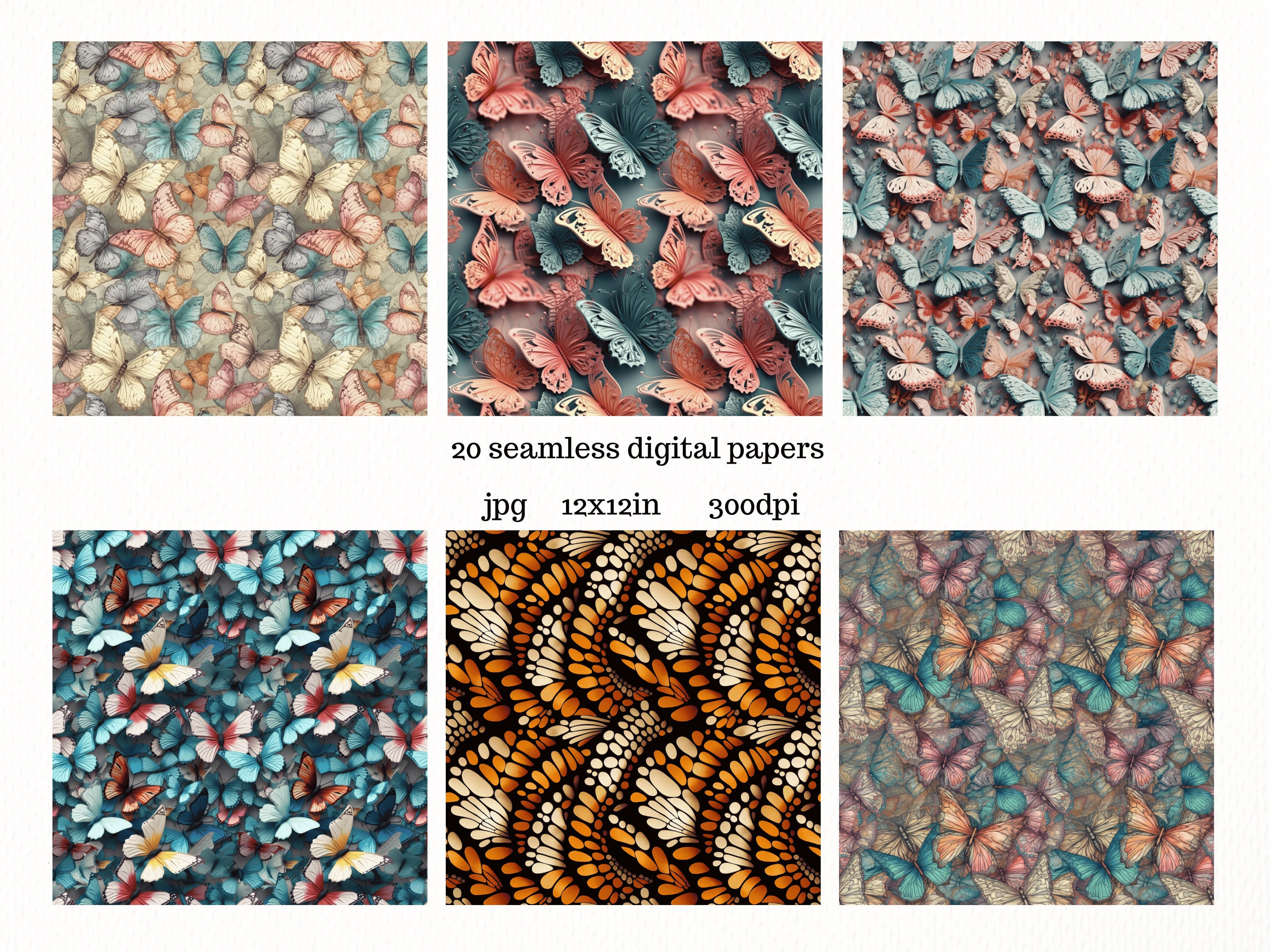 Butterfly Digital Paper Butterflies Paper - Digital Paper - Butterfly ...