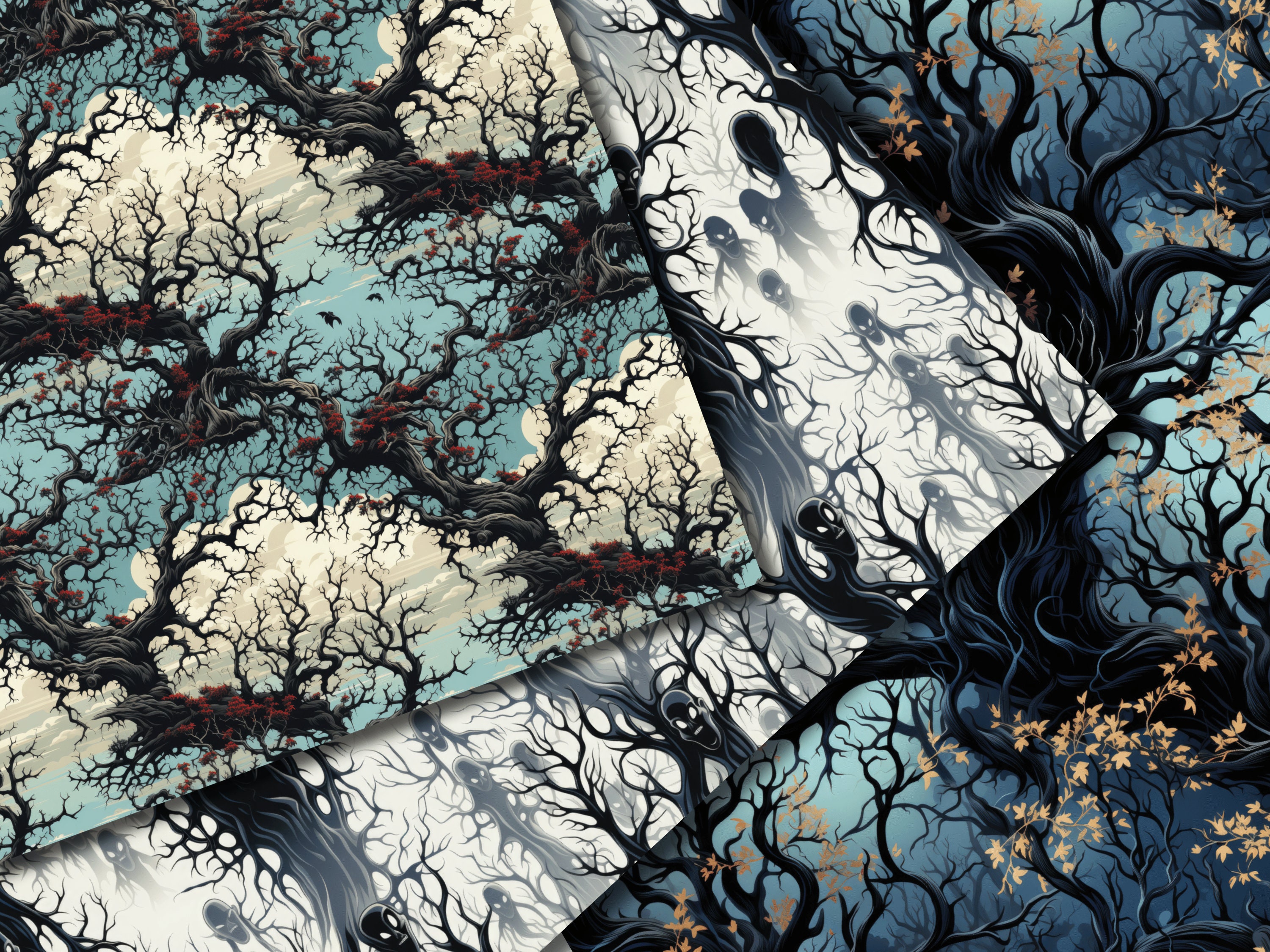 Horror Halloween Pattern SEAMLESS Digital Papers, Printable Paper ...