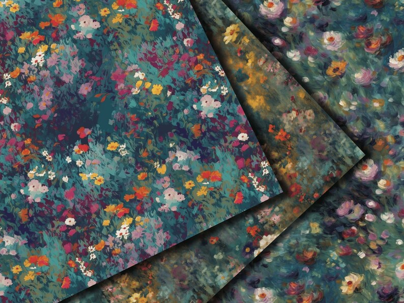 Monet Inspired Pattern Seamless Digital Papers - Printable Paper ...