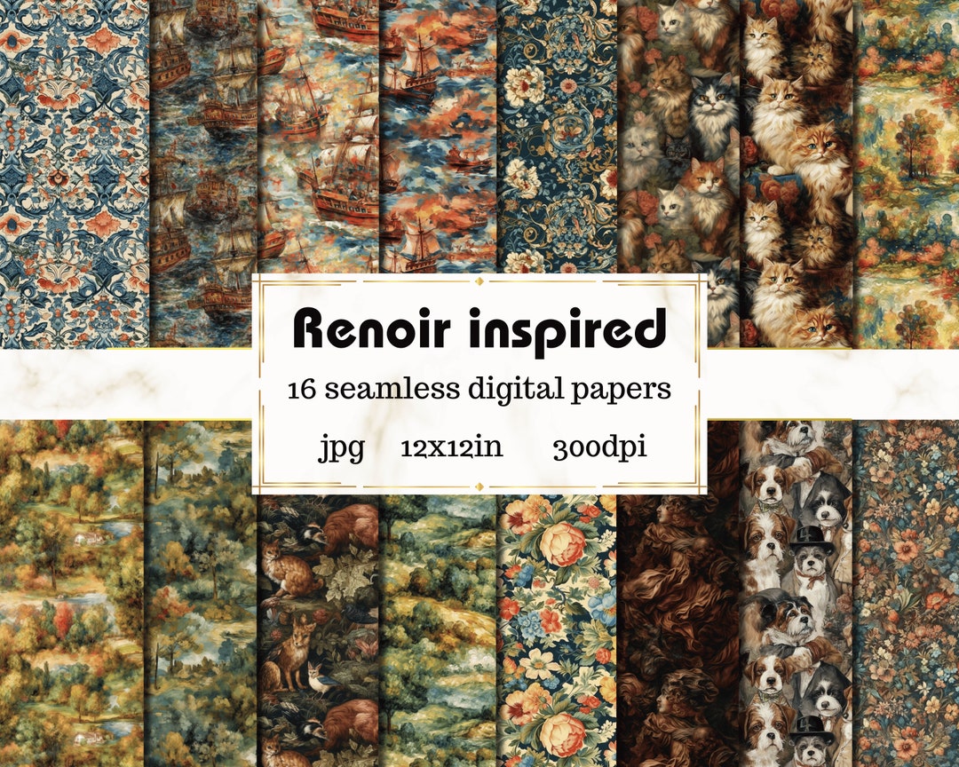 Renoir Inspired Seamless Digital Papers - Printable Paper - Digital ...