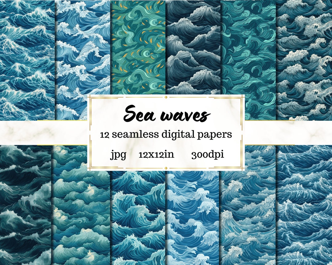 Sea Waves Seamless Digital Paper - Digital Paper - Sea Texture ...