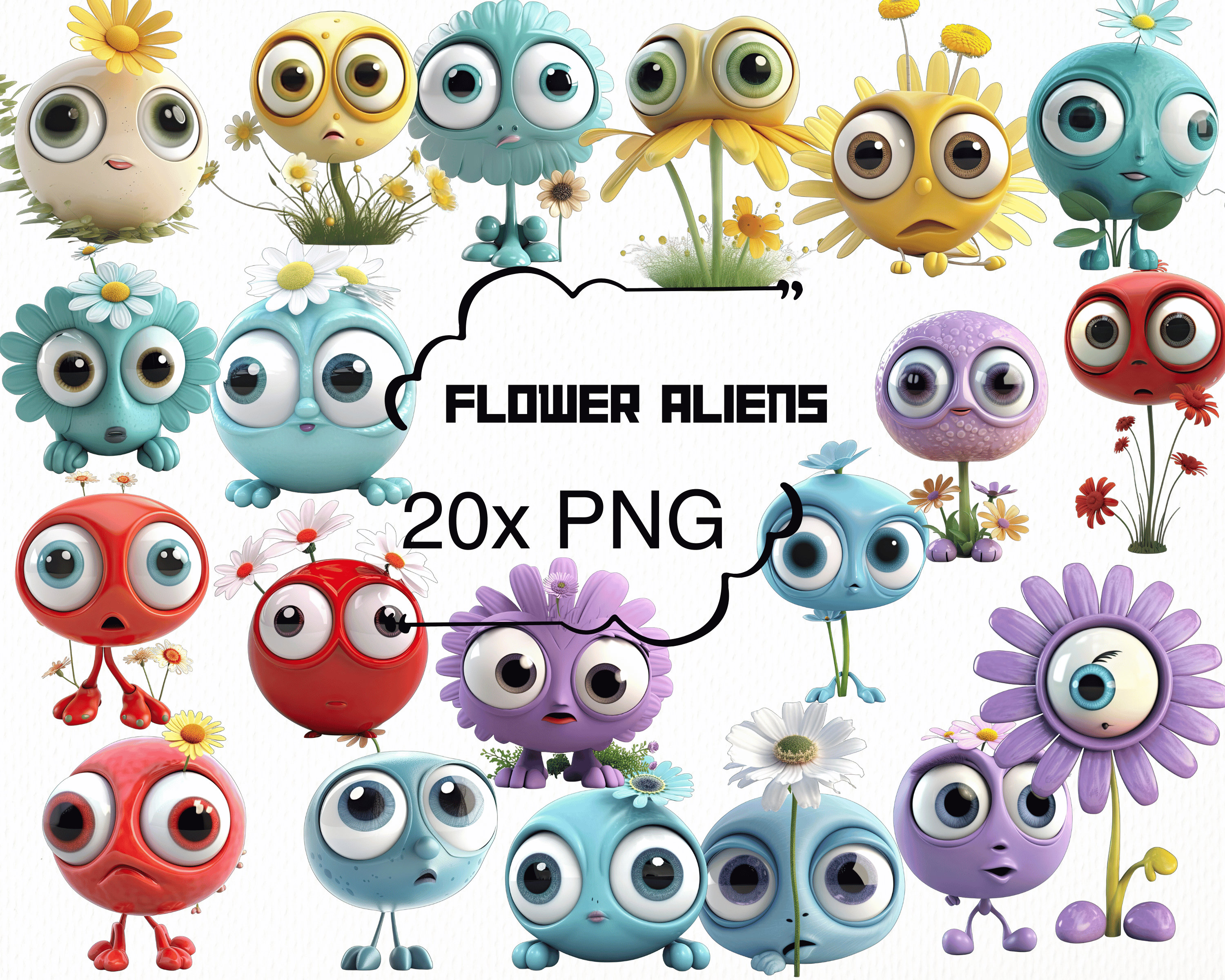 Flower Aliens Clip Art Cricut Cute Alien Clip Art Flower Cartoon ...
