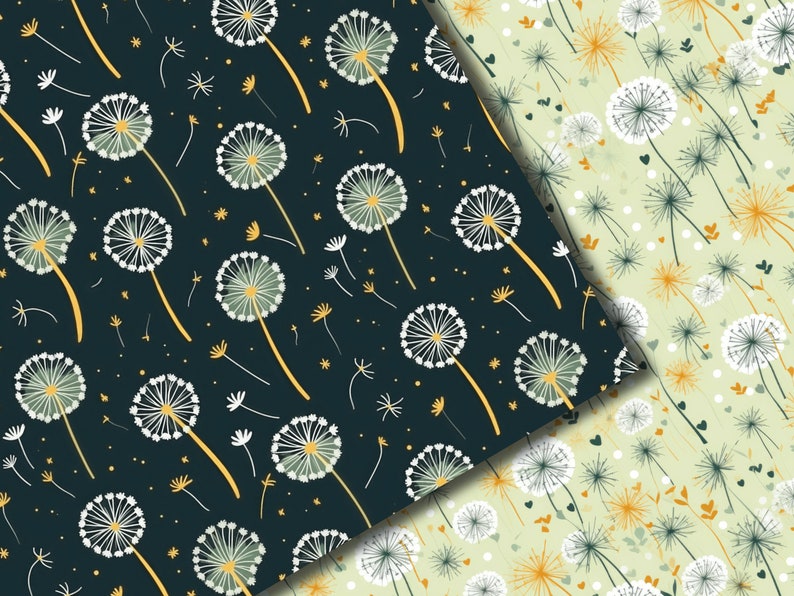 Dandelions Seamless Digital Paper Digital Paper Floral - Etsy