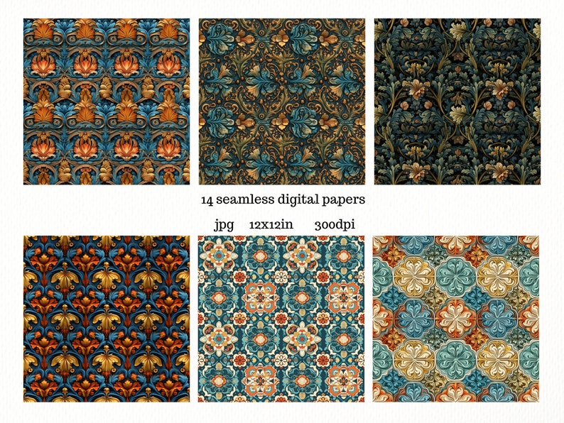 Vintage Seamless Digital Paper Digital Pattern Tile Texture Digital ...