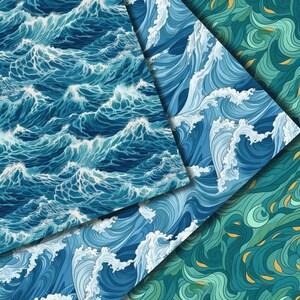 Sea Waves Seamless Digital Paper - Digital Paper - Sea Texture ...