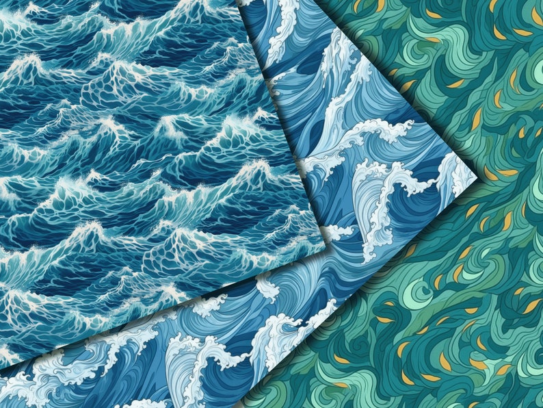 Sea Waves Seamless Digital Paper - Digital Paper - Sea Texture ...