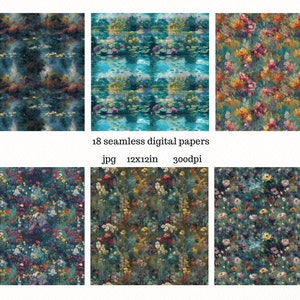 Monet Inspired Pattern Seamless Digital Papers - Printable Paper ...