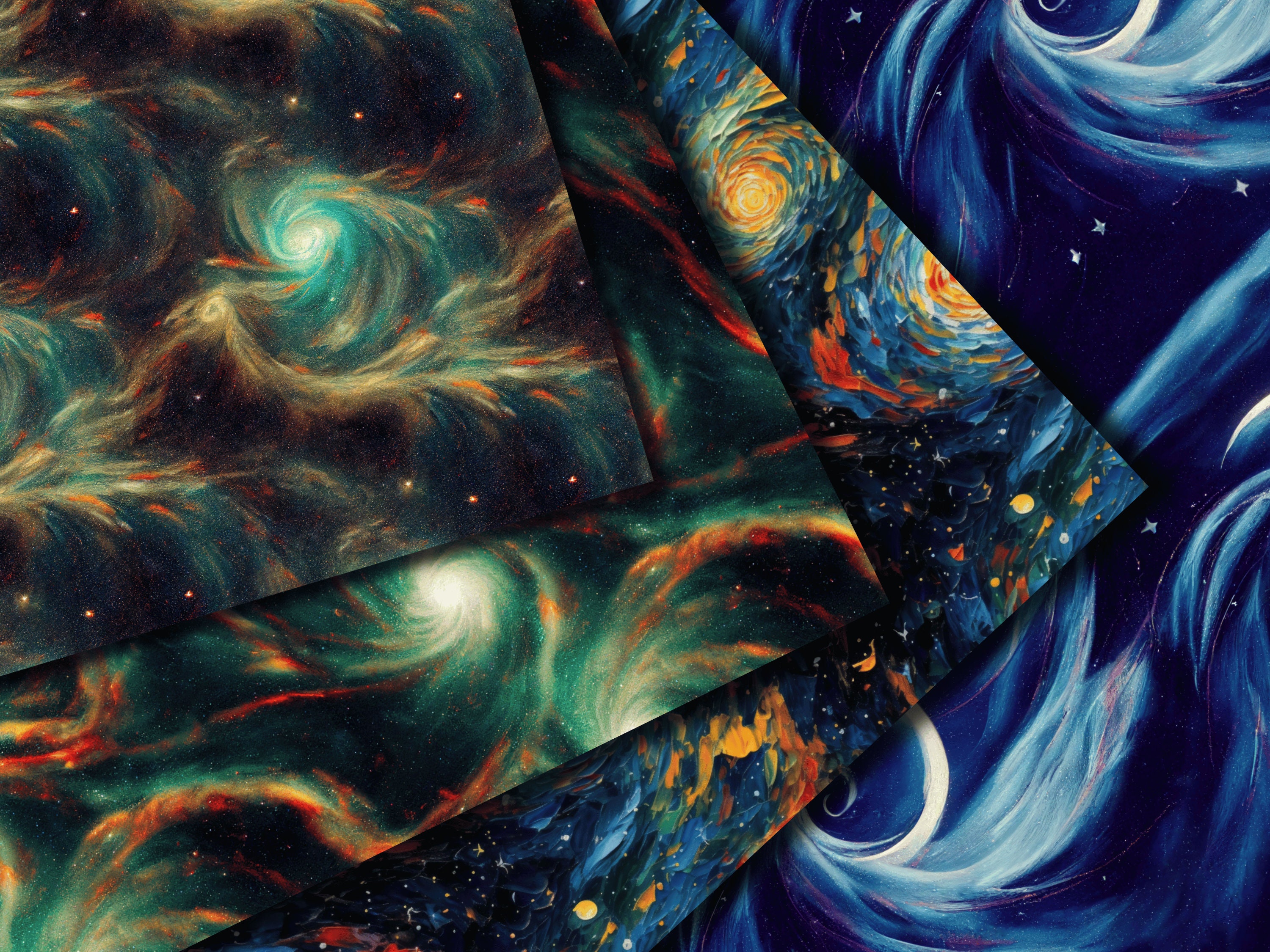 Starry Night Van Gogh Inspired Seamless Digital Papers - Printable ...