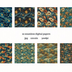 Van Gogh Inspired Seamless Digital Papers Printable Paper Digital Paper ...