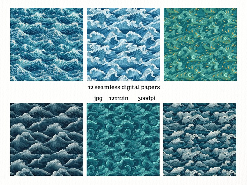 Sea Waves Seamless Digital Paper - Digital Paper - Sea Texture ...
