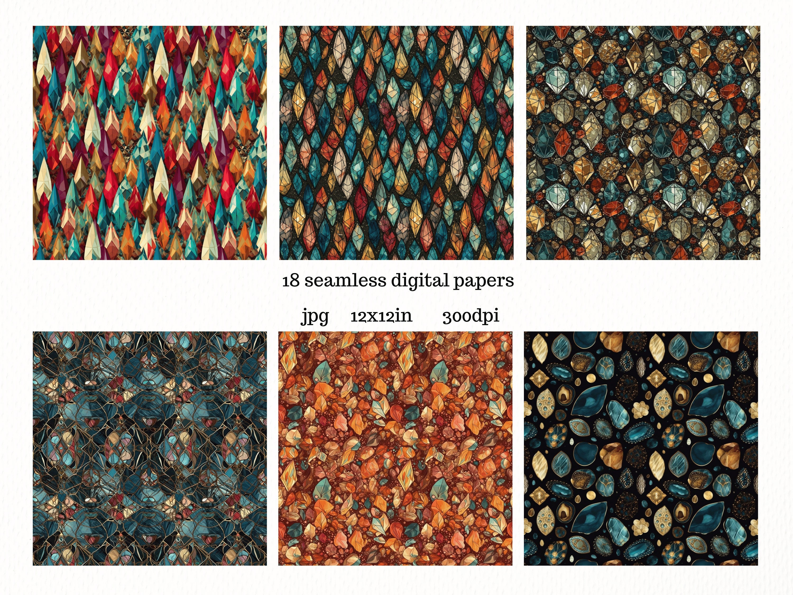 Gemstone Seamless Digital Papers - Printable Paper - Digital Paper ...