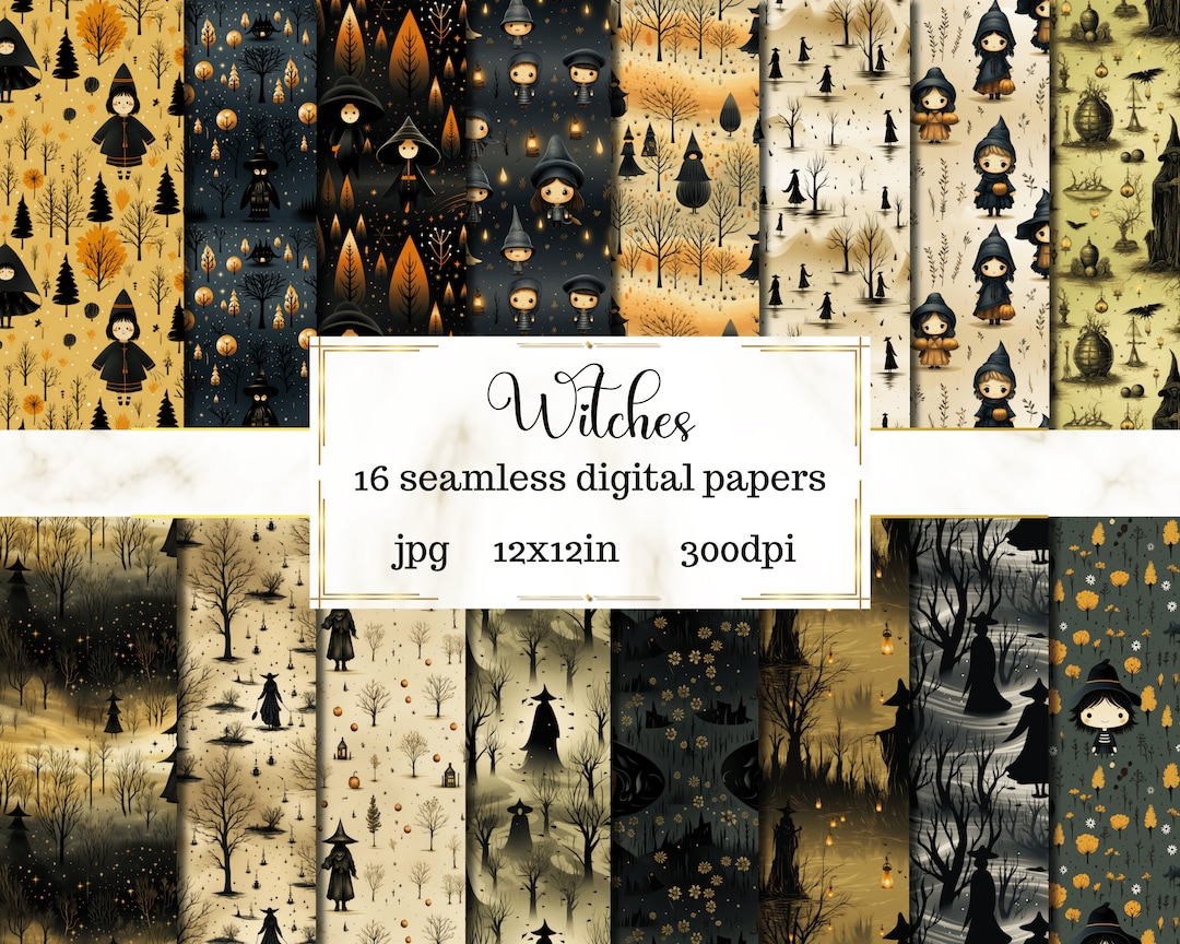 Witches Pattern SEAMLESS Digital Papers, Printable Paper, Digital Paper ...