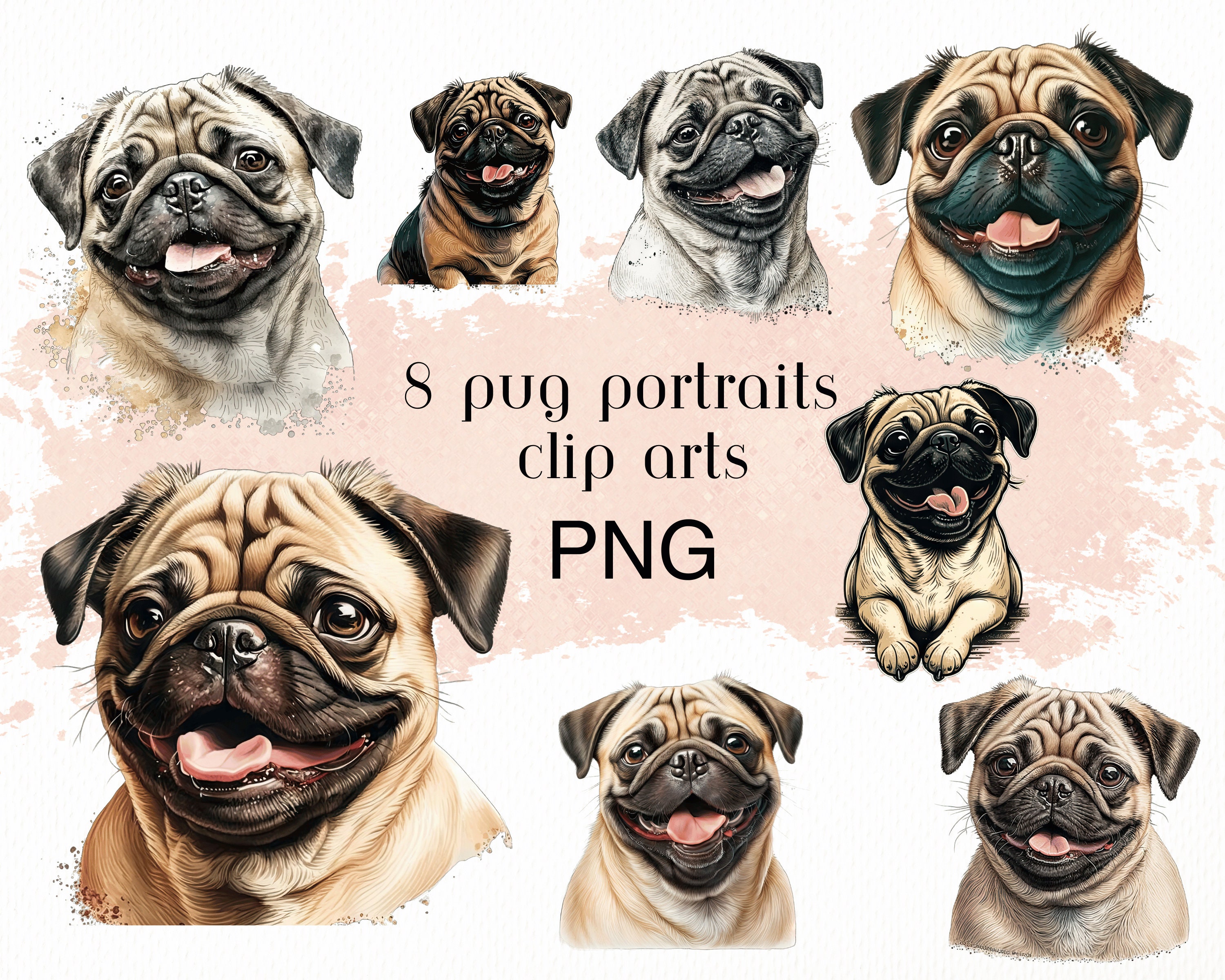 Pug Cartoon Clip Art Cricut - Pug Clip Art - Pug Clipart - Pug Png ...