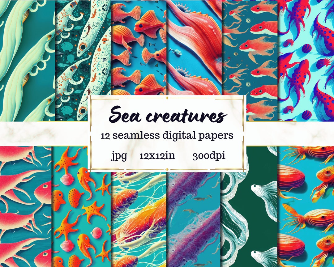 Sea Creatures Seamless Digital Paper Digital Paper - Etsy