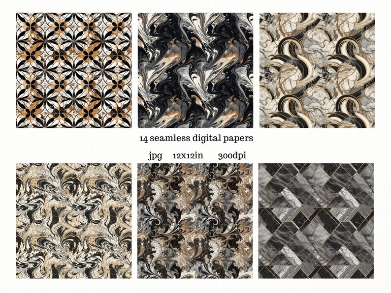 Gold Marble Seamless Digital Papers - Printable Paper - Digital Paper ...