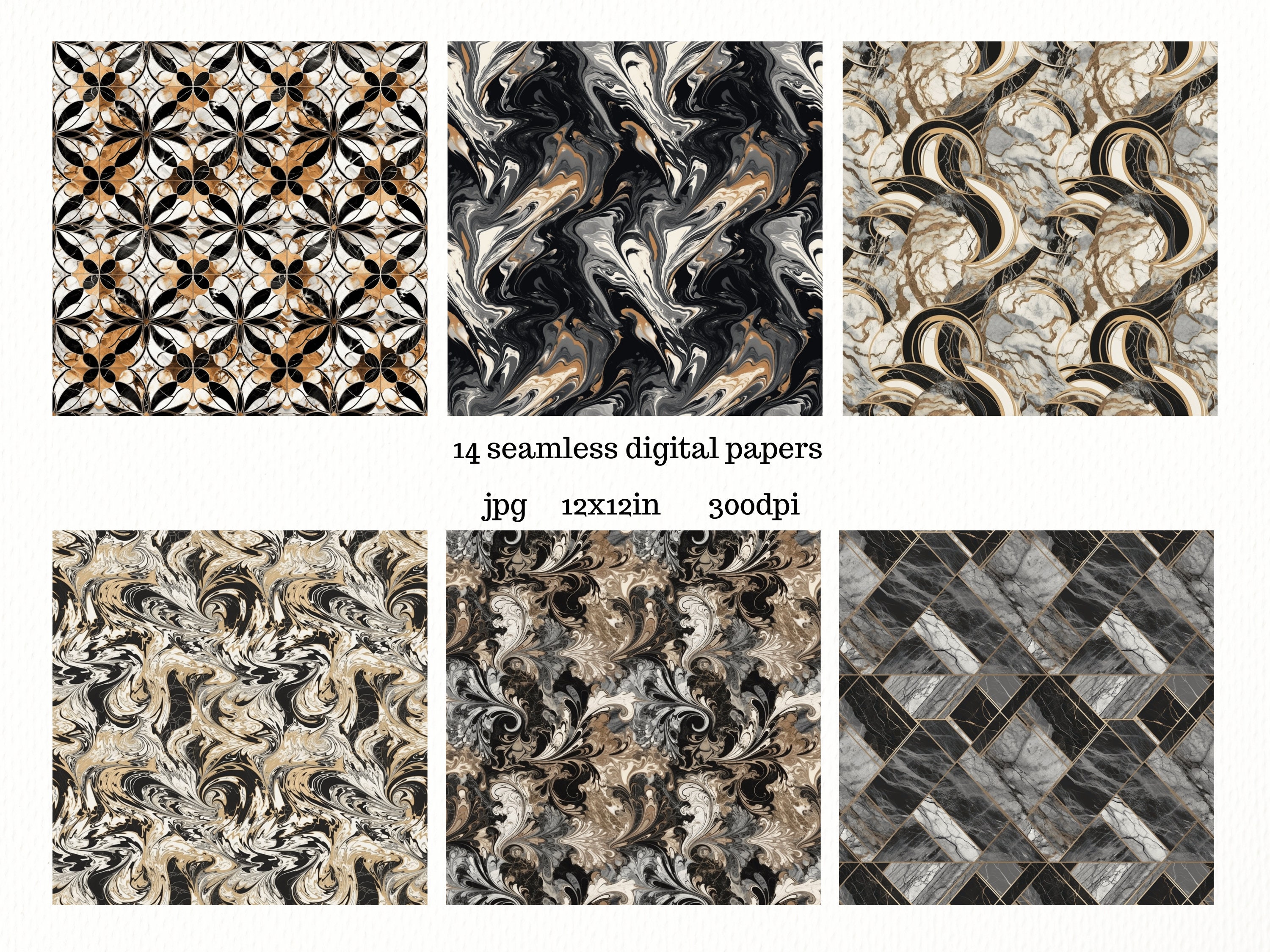 Gold Marble Seamless Digital Papers - Printable Paper - Digital Paper ...