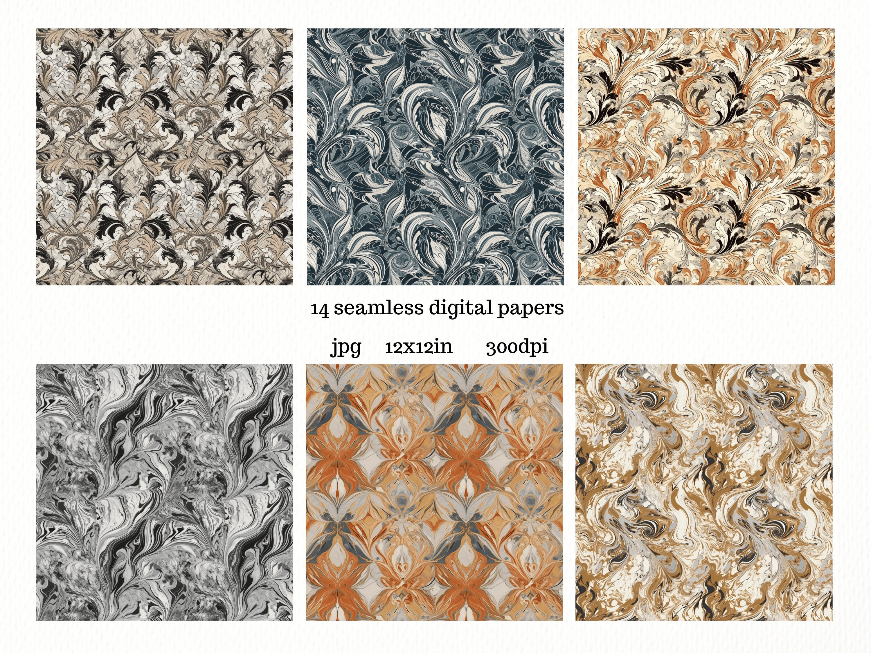Marble Seamless Digital Papers Printable Paper Digital Paper Gold Black ...
