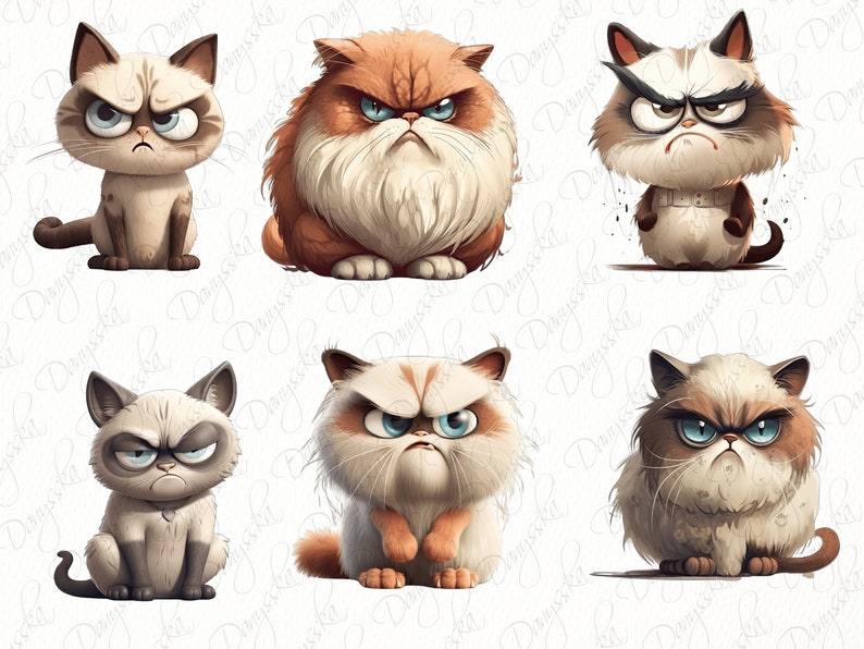 Grumpy Cats Cartoon Clip Art Cricut - Cats Clip Art - Grumpy Cats ...