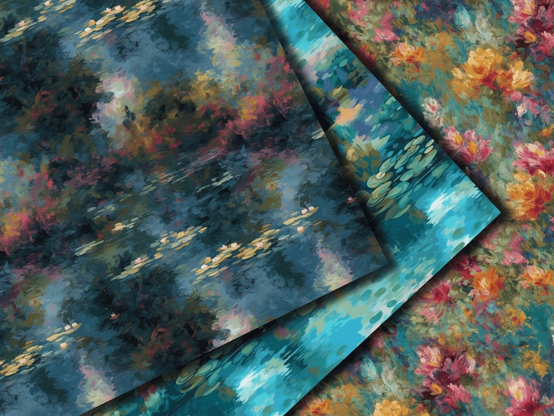 Monet Inspired Pattern Seamless Digital Papers - Printable Paper ...