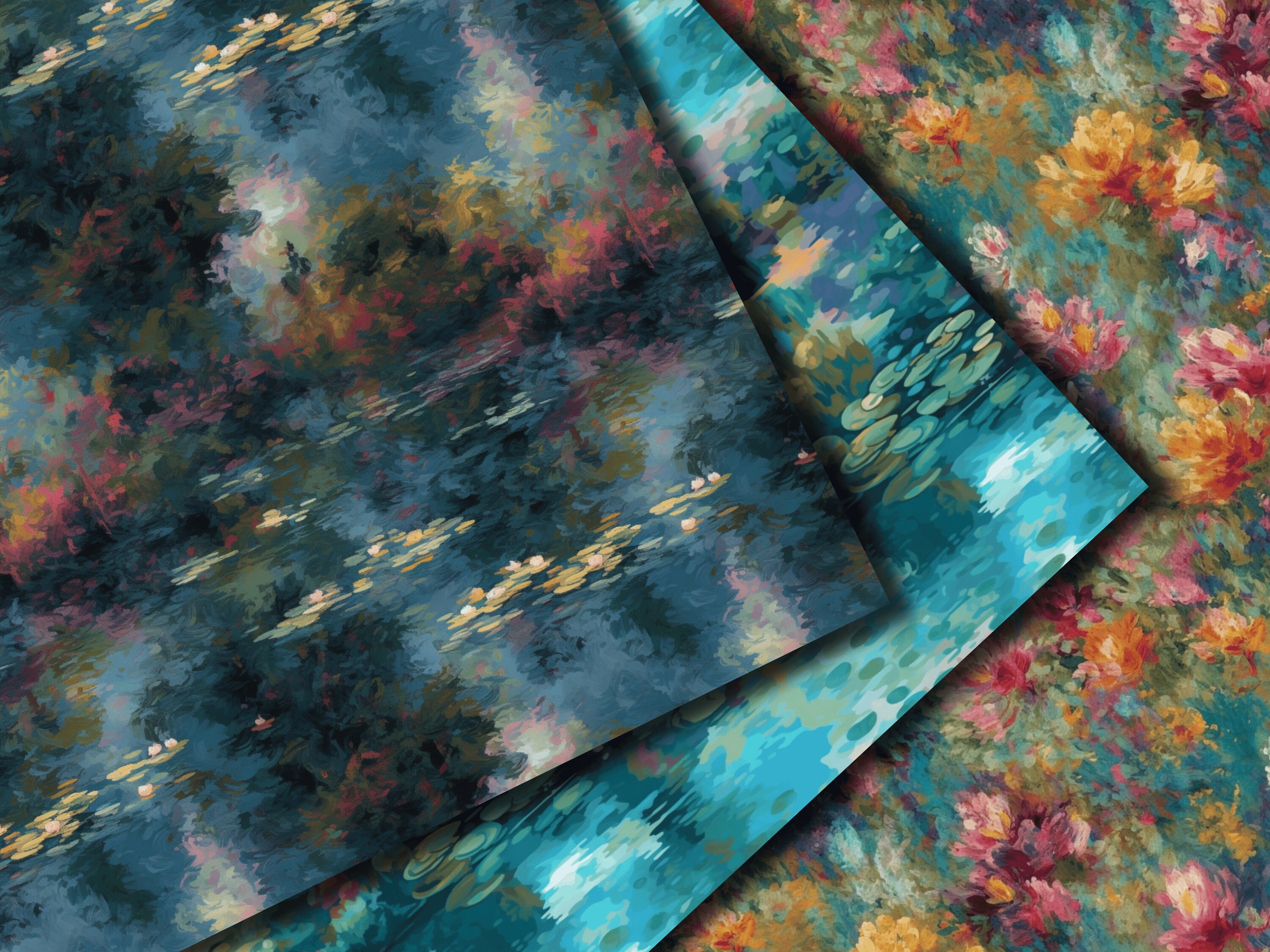 Monet Inspired Pattern Seamless Digital Papers - Printable Paper ...