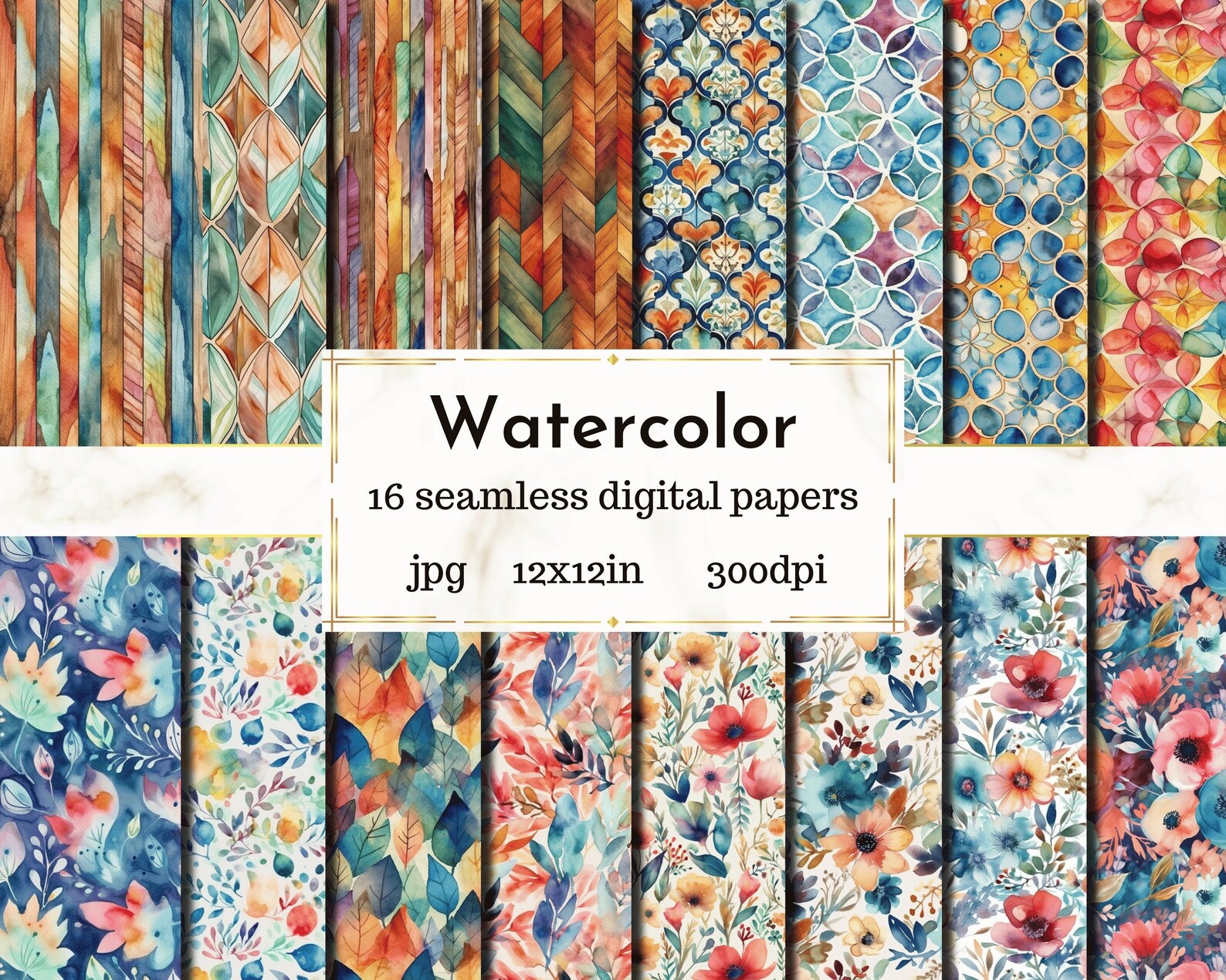 Watercolor Texture Digital Paper - Printable Paper - Digital Paper ...